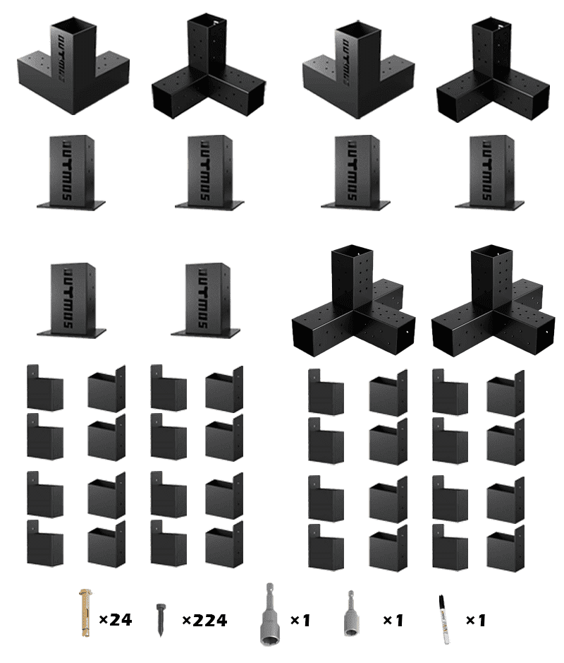 Double Pergola Kit Bracket with Rafter | $1059 | Outmos Pergola
