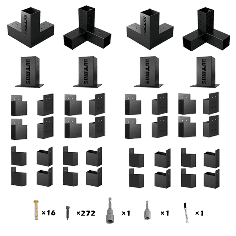 Single Pergola System with Privacy Wall and Rafter | $1168 | Outmos Pergola